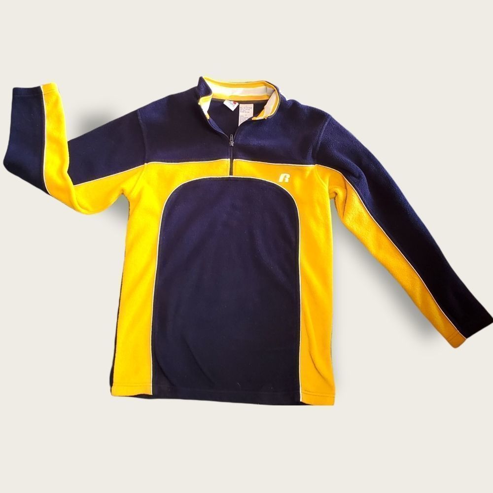 Vitnage 1990s Russell Athletic 1/4 Zip Color Block Fl… - Gem